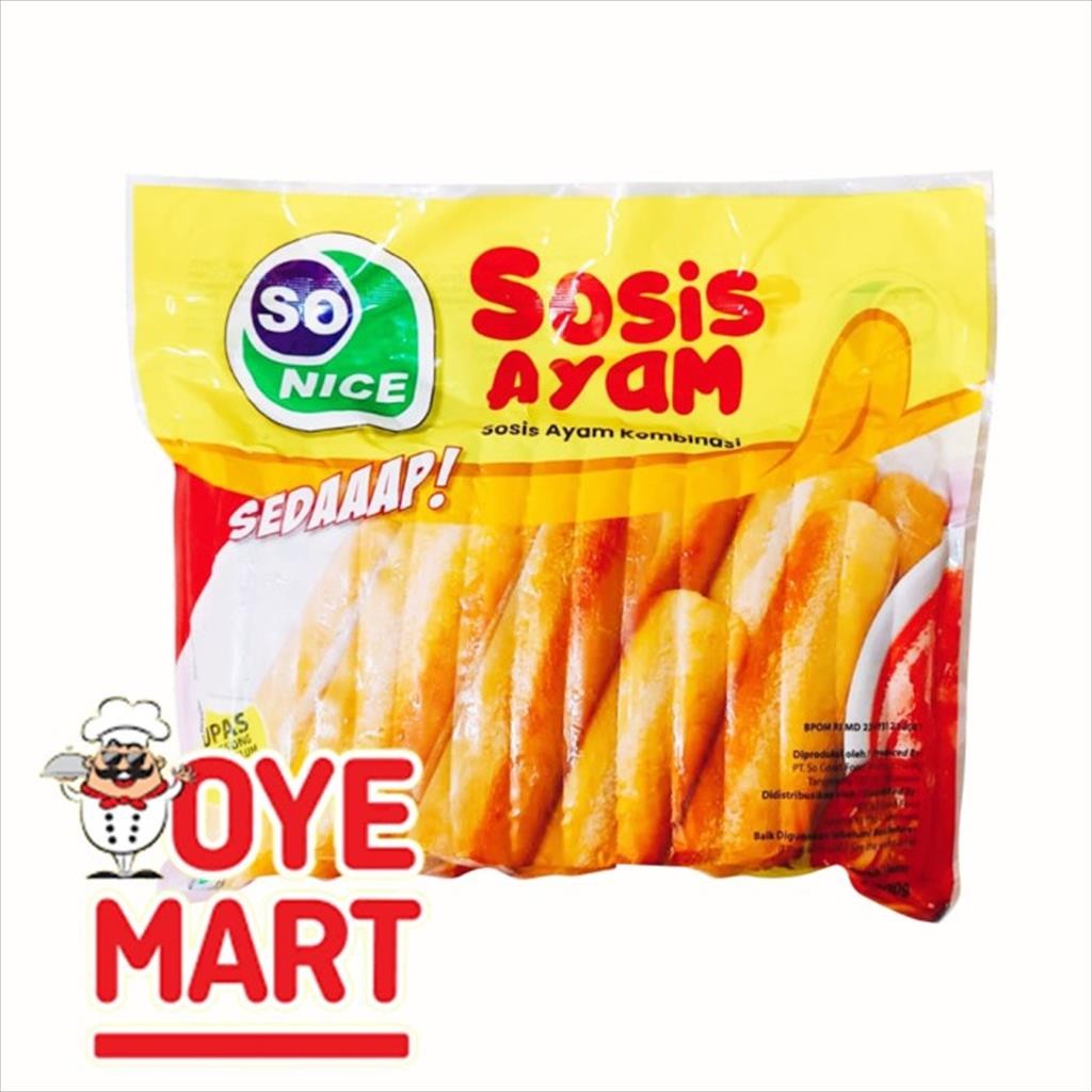 Jual SO NICE SOSIS AYAM SEDAP 1KG / SOSIS AYAM FROZEN FOOD | Shopee ...