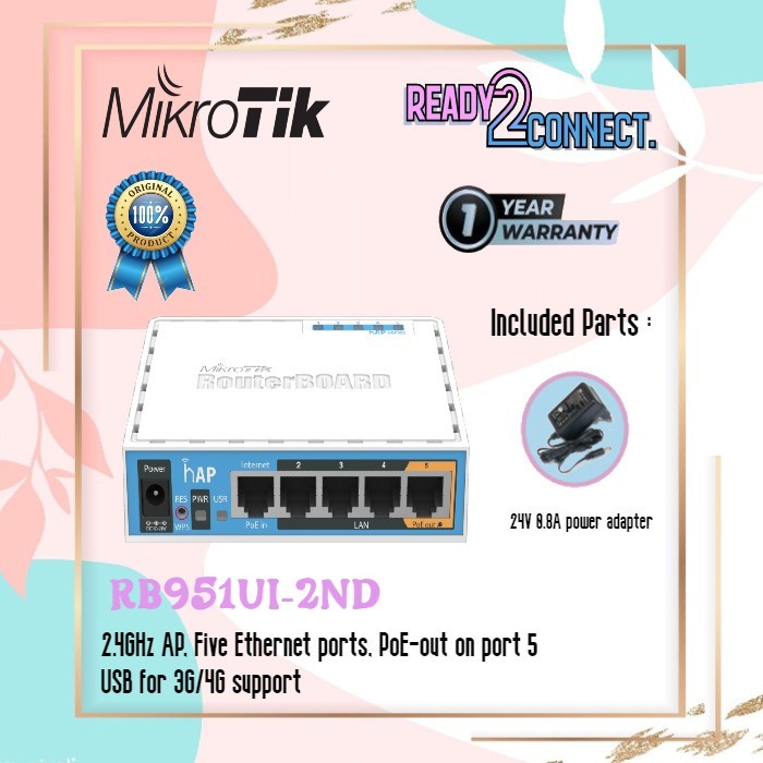 Jual Mikrotik RB951Ui-2ND (hAP) Router Wireless | Shopee Indonesia