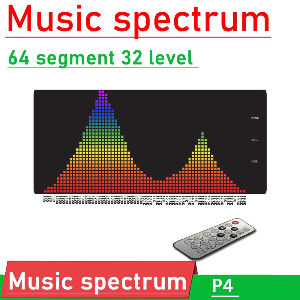 Jual 64 segment LED Music Spectrum CLOCK Display remote Voice control ...