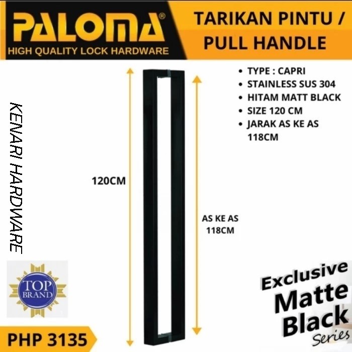 Jual PALOMA PHP 3135 PULL HANDLE GAGANG TARIKAN PINTU 120 CM BLACK ...