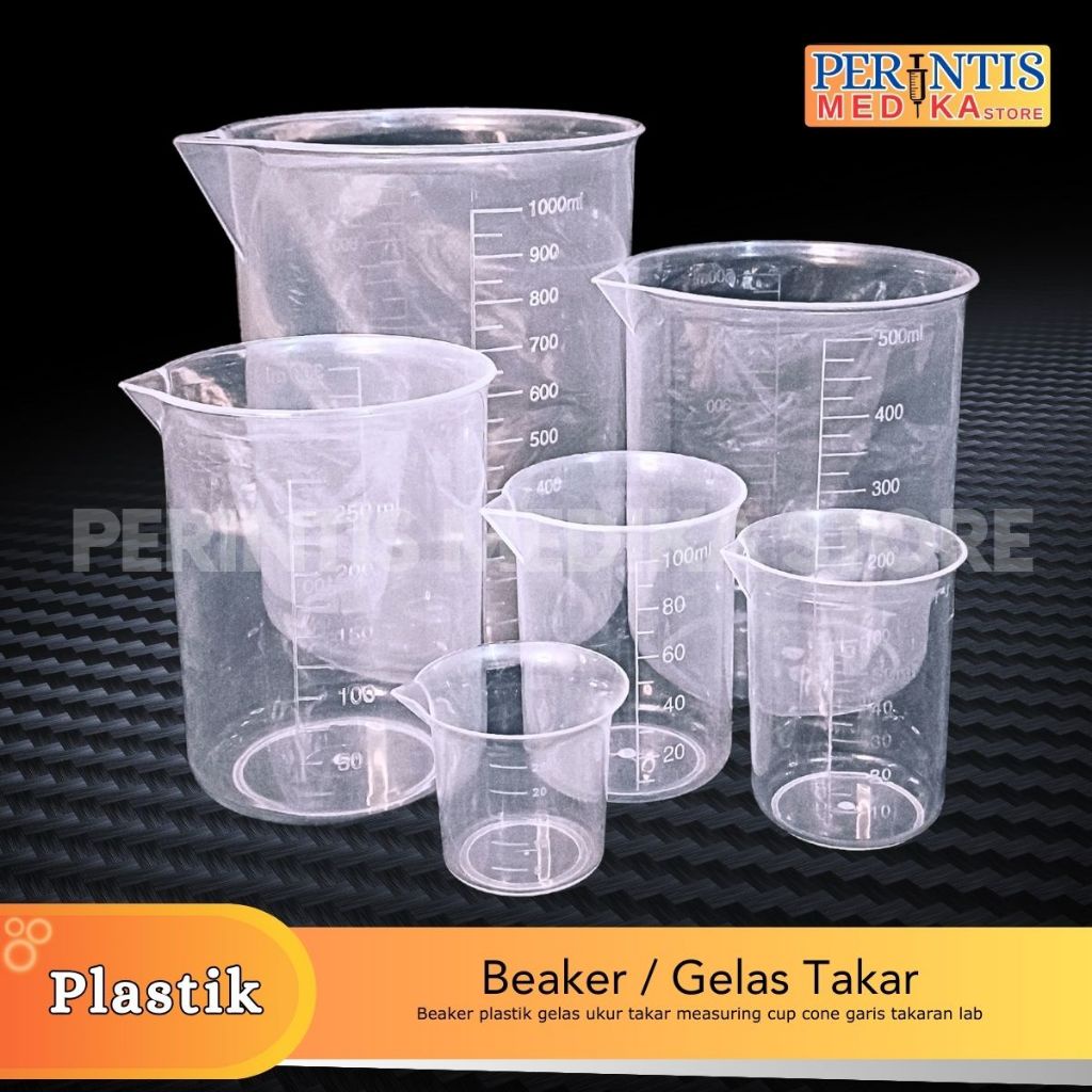 Jual HJE Gelas Ukur Lab Takar Beaker Plastik Measuring Cup Garis ...