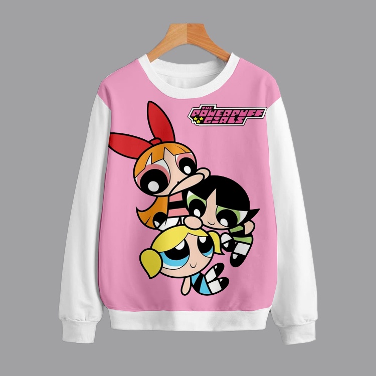 Jual Sweater Power Puff S5 Anak Custom Perempuan Lucu Kartun Animasi 3D ...