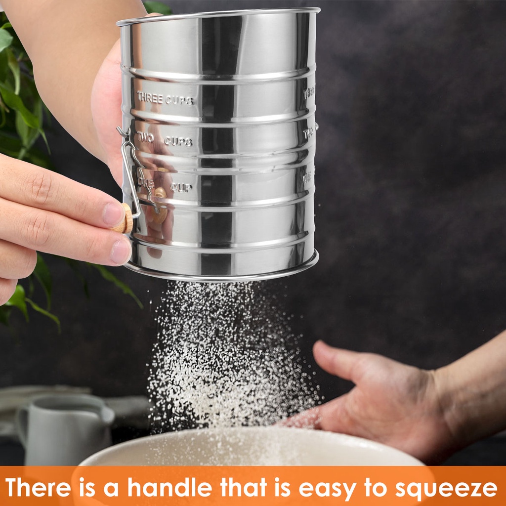 Jual Flour Sifter Stainless Steel Fine Mesh Baking Sifter Rustproof ...