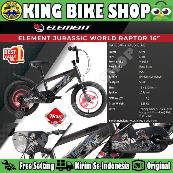 Jual Sepeda Anak Laki BMX ELEMENT JURASSIC WORLD RAPTOR Ukuran 12 16 18 ...