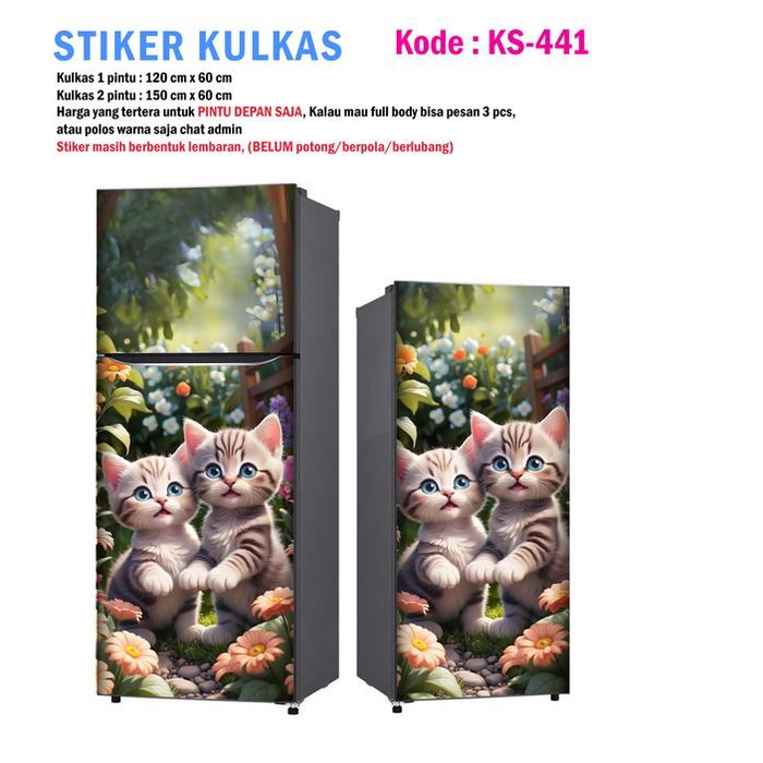 Jual Stiker Kulkas 1 Pintu dan Sticker Kulkas 2 pintu Kucing Lucu ...