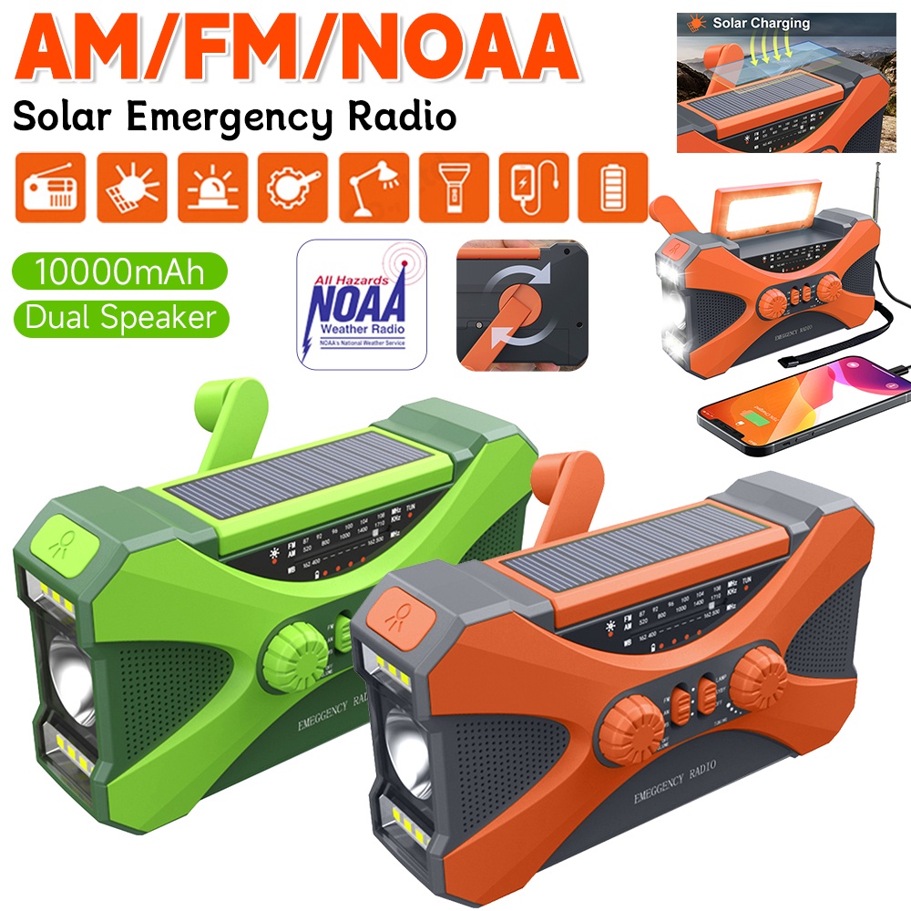 Jual 10000mAh Solar Emergency Radio Multifunctional Hand Crank Radio ...