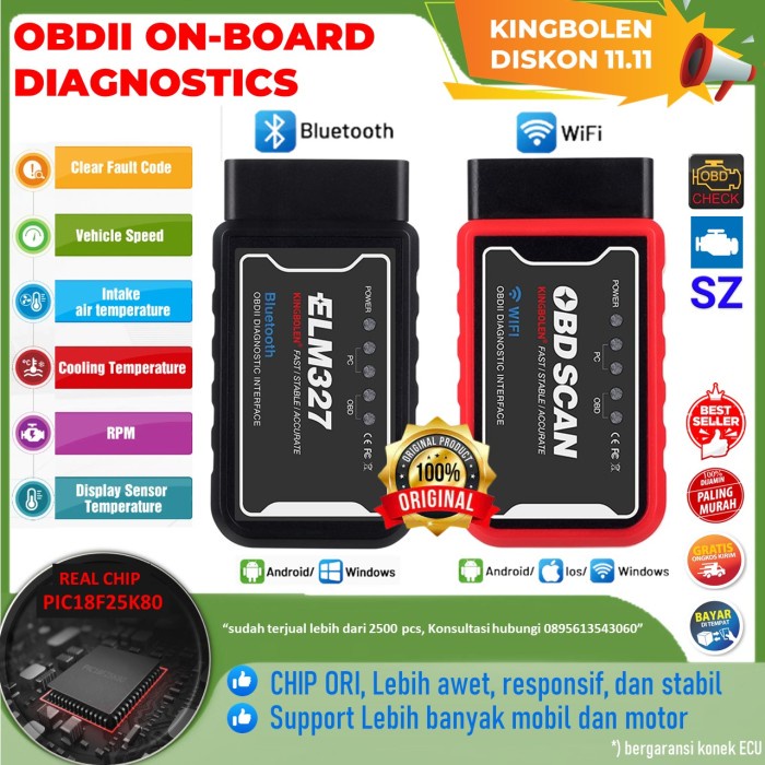 Jual Ori ELM327 V1.5 WIFI OBD2 OBDII OBD 2 Scanner Mobil Android IOS ...