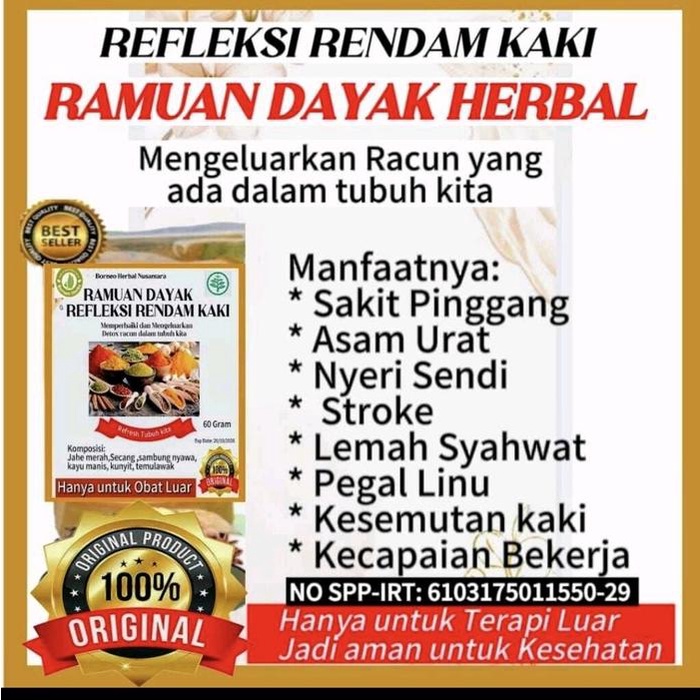 Jual New RAMUAN REFLEKSI SERBUK RENDAM KAKI DAYAK-40GRAM-BURENKA ...