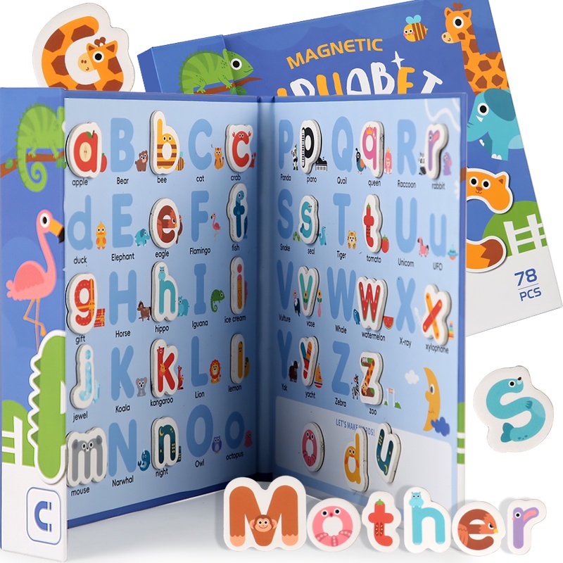 Jual Montessori Busy Quiet Book English Magnetic Letters Card Pairing ...