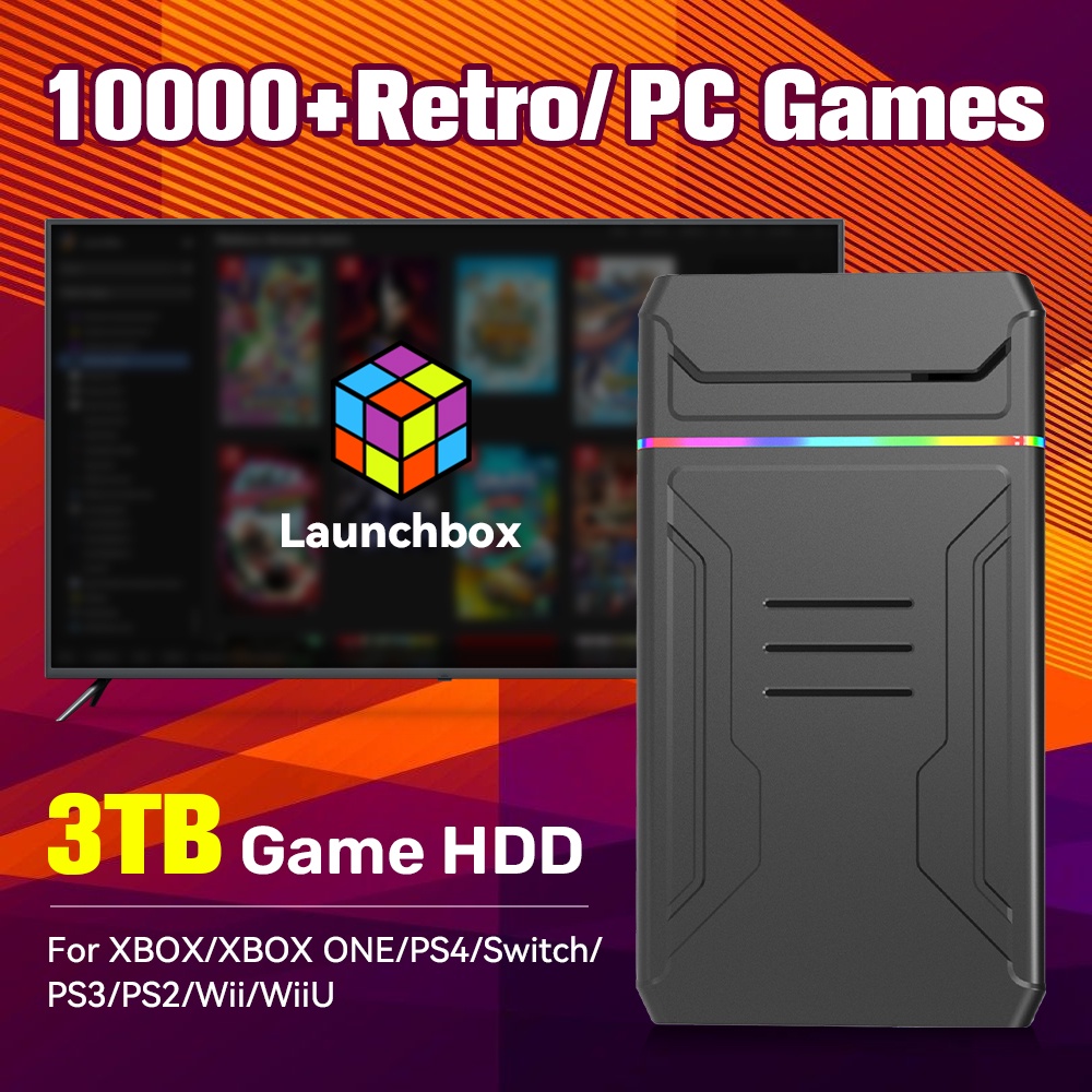 Jual Launchbox 3T Game Hard Drive With 10000+Retro/PC Games Retro Game ...