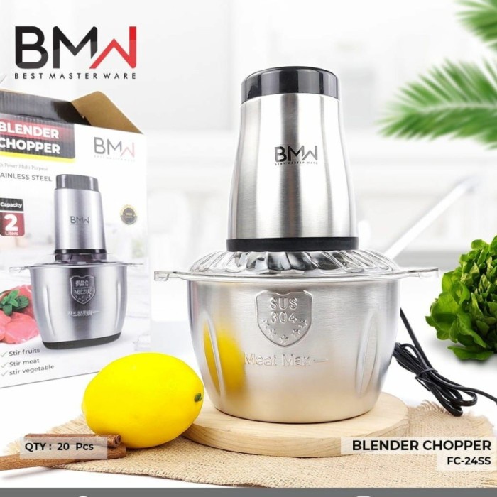 Jual Blender Food Chopper Makanan Daging Buah BMW 2Ltr BMW Stainless ...