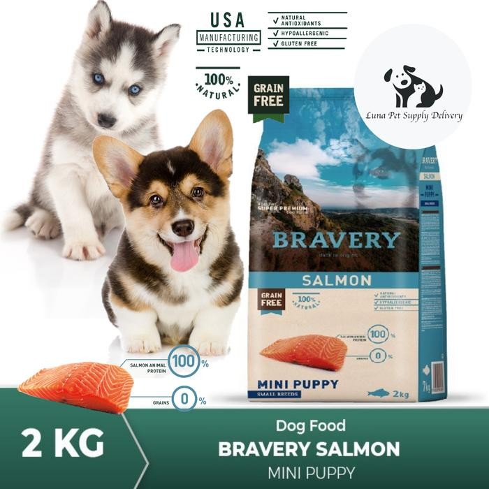Jual Bravery Mini Puppy Salmon 2 kg Hypoallergenic Dog Food Grain Free ...