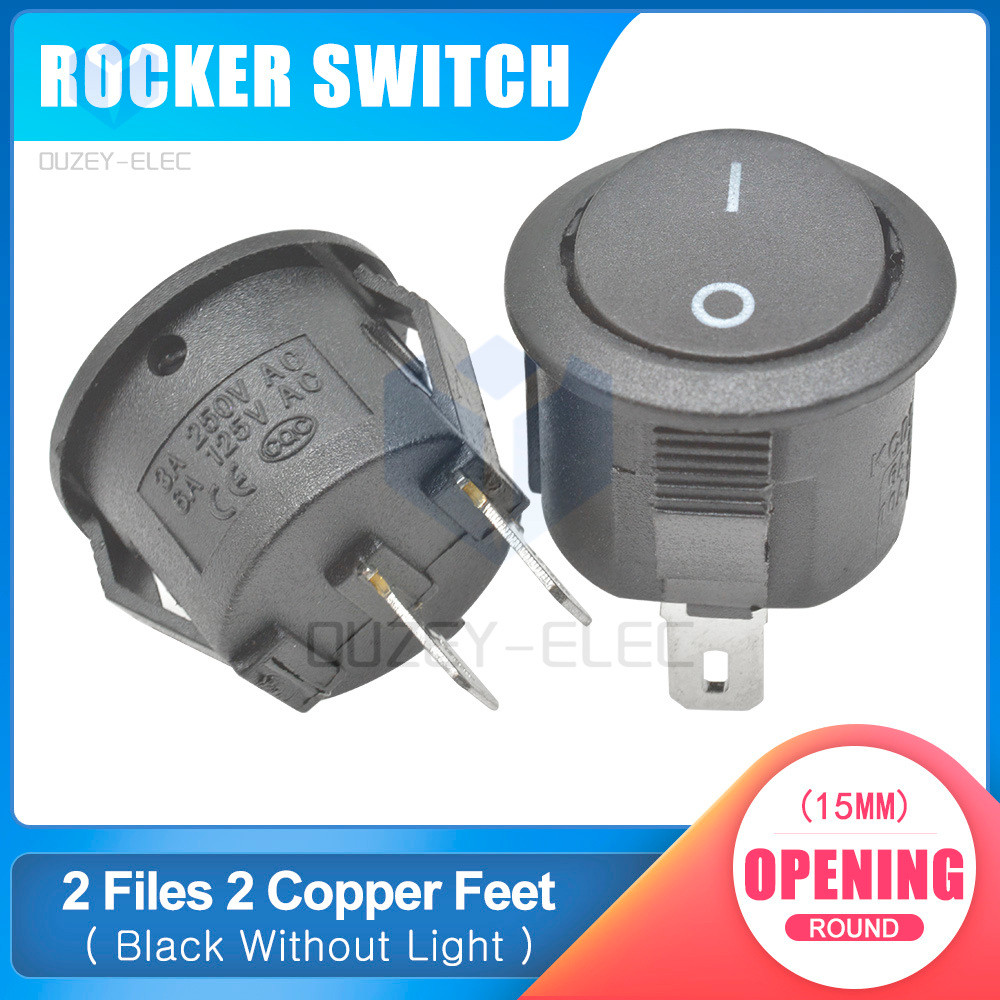 Jual 5PCS 3A 250V AC 6A 125V AC Rocker Switch 2 Pin ON OFF Round Switch ...