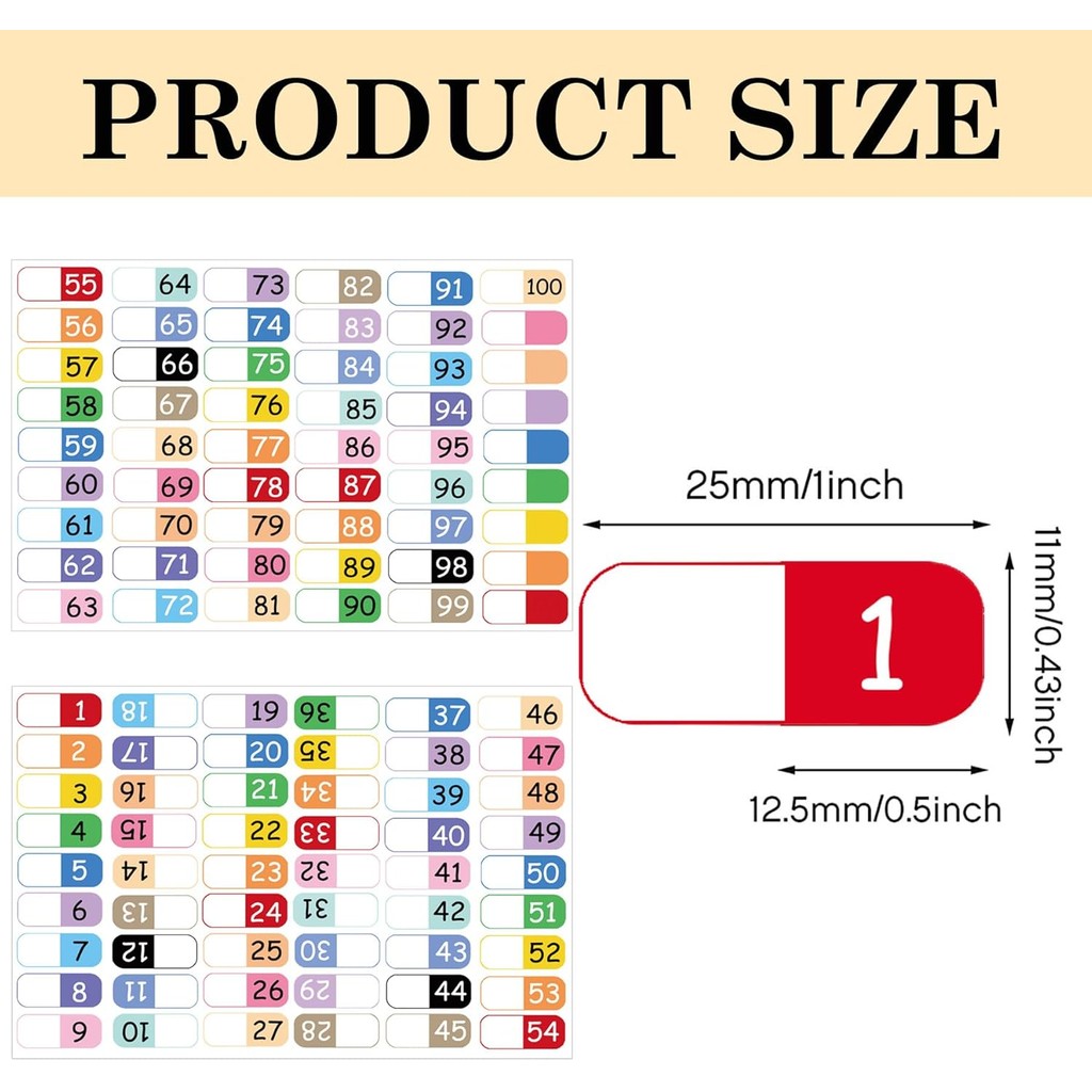 Jual 1-100 Tab Dividers Stickers Number Index Labels Tabs for 3Ring ...