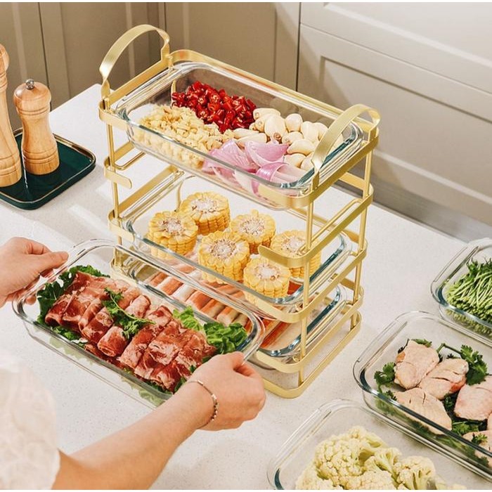 Jual TERBARU Gold Luxury Dish Rack / Rak Display Saji Makanan Emas Tray ...