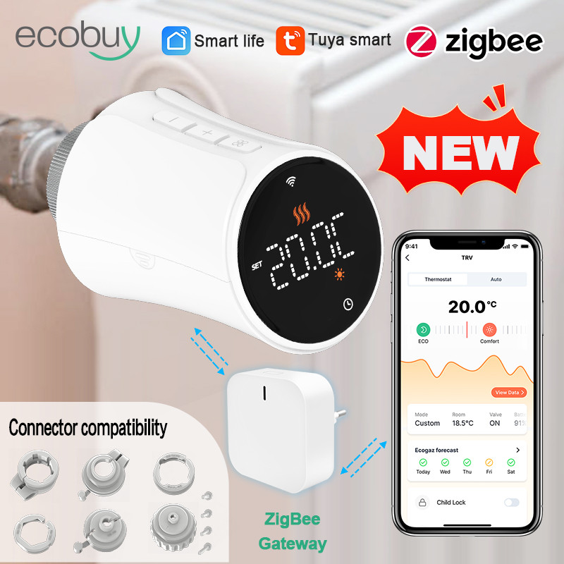 Jual Tuya Smart Zigbee Thermostatic Valve Head Actuator Trv Wifi Thermostatic Radiator Valve ...