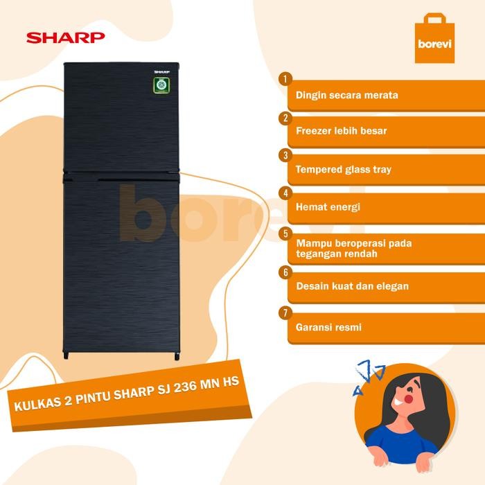 Jual SHARP SJ 236 MN HS KULKAS 2 PINTU NO FROST LOW WATT 205L SJ236MNHS ...