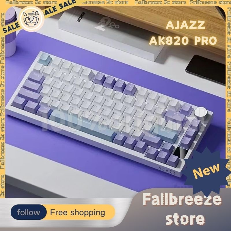 Jual Ajazz Ak820 Pro Mechanical Keyboard Three Mode Wireless Keyboard Custom Hot Swap Tft Screen ...