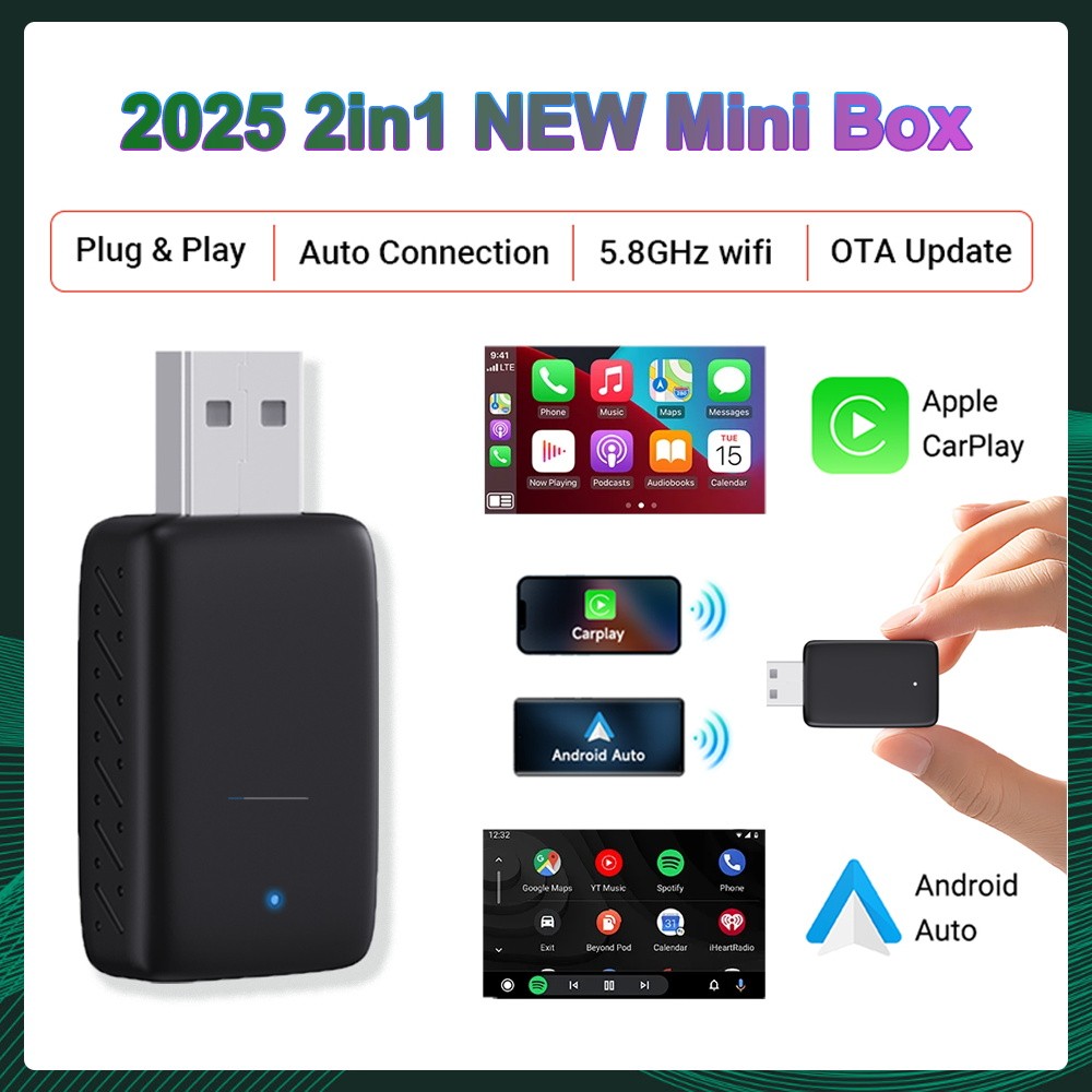Jual IMPORT 2025 New Adapter 2in1 Mini CarPlay Box Wired To Wireless CarPlay&Android Auto Smart ...