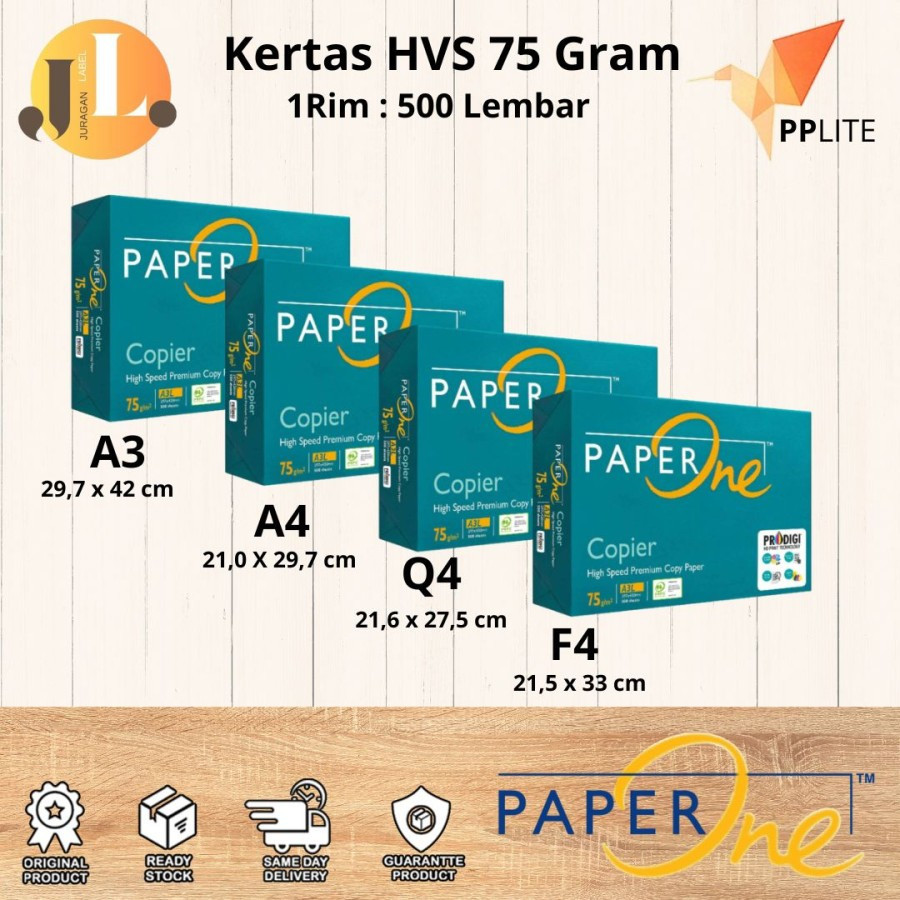 Jual PaperOne 75Gr Q4 A4 F4 A3 Kertas HVS 1 Rim (500 Lembar) | Shopee Indonesia