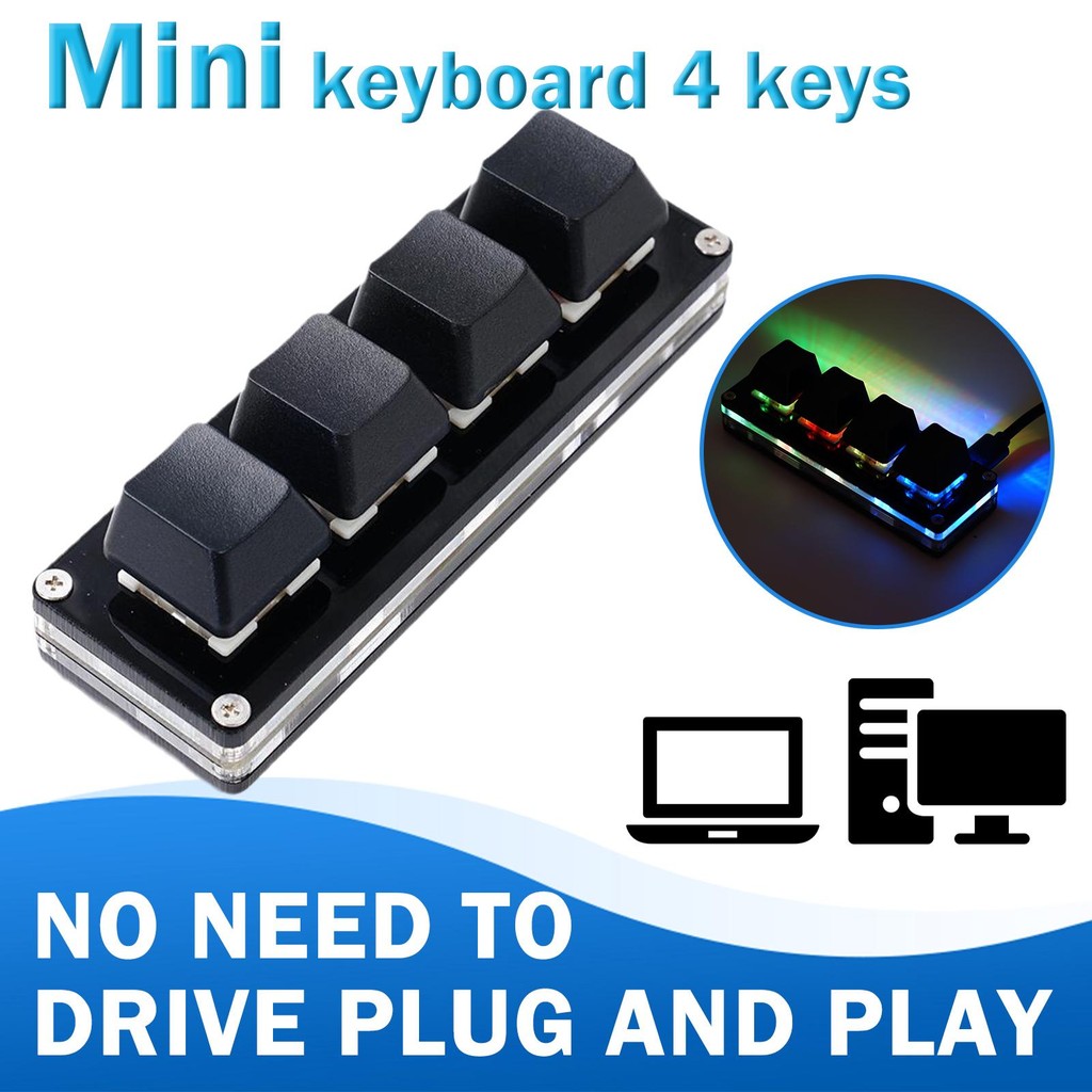 Jual Usb Programming Macro Custom Keyboard 4 Key Rgb Copy Paste Cut For ...