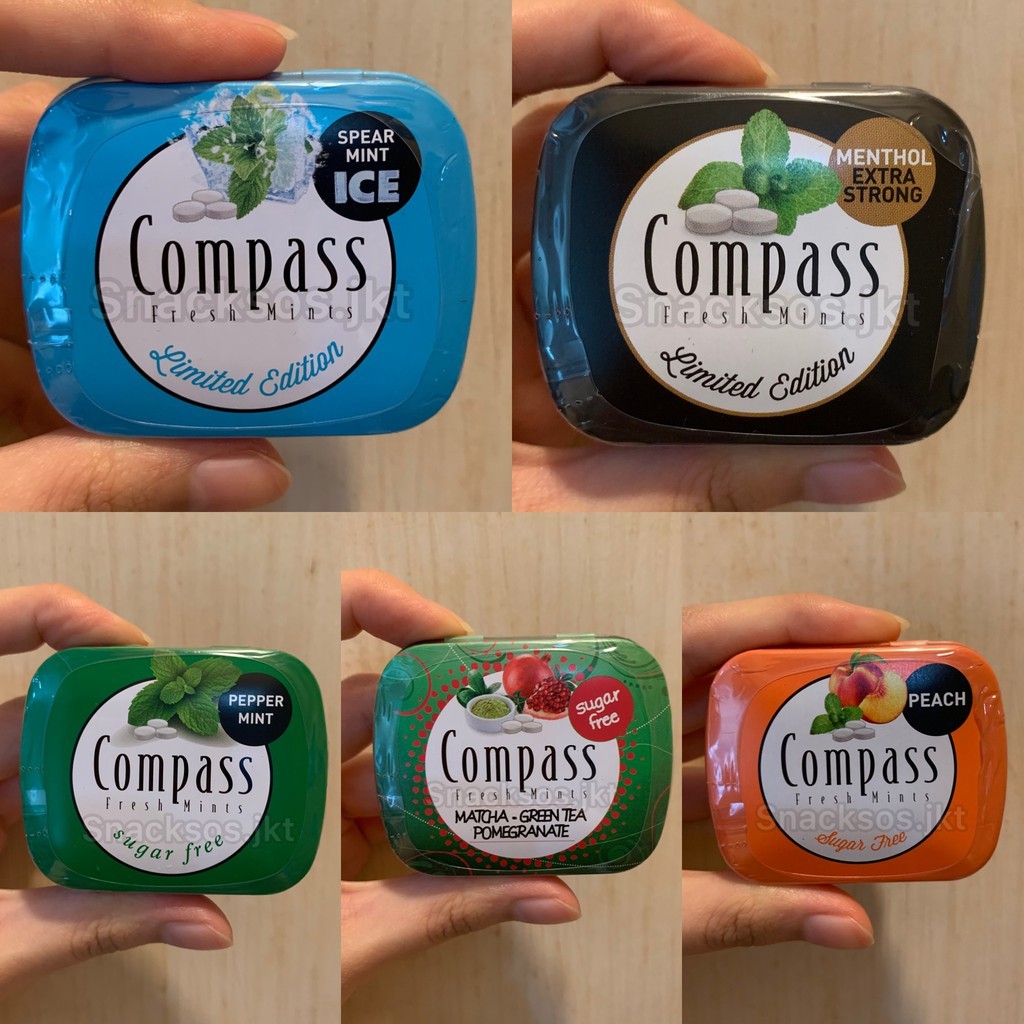 Jual COMPASS FRESH MINTS MATCHA POME / MENTHOL / PEACH / PEPPERMINT ...