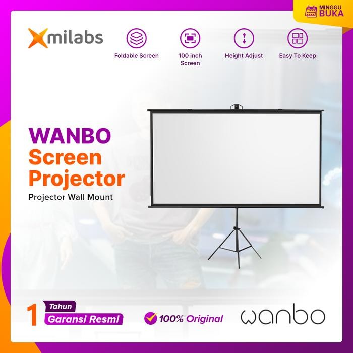 Jual Wanbo Layar Screen Proyektor 100" Screen Projector Wall Mount ...