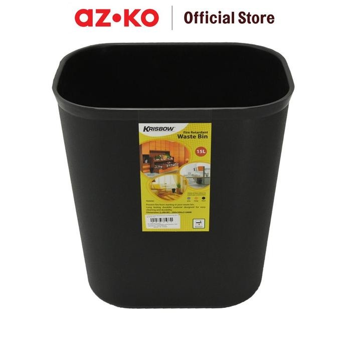 Jual Azko Krisbow 15 Ltr Tempat Sampah Plastik Tahan Api Gx-003B - Hitam | Shopee Indonesia