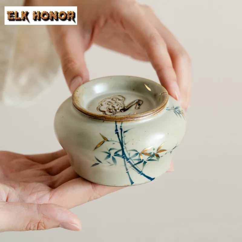 Jual 130ML Antique Gold Drawing Tea Wash Bowl Pure Hand Drawn Green ...