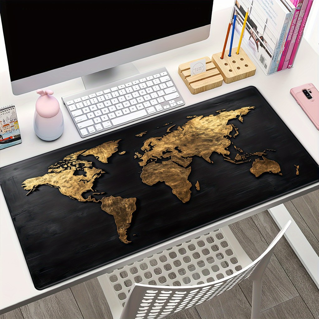 Jual Charcoal Ocean Mouse Pad World Map Design For Office And Gaming ...
