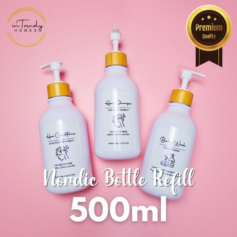 Jual Retrorent Botol Pump Refill Tempat Sabun Cair Botol Putih Bamboo ...