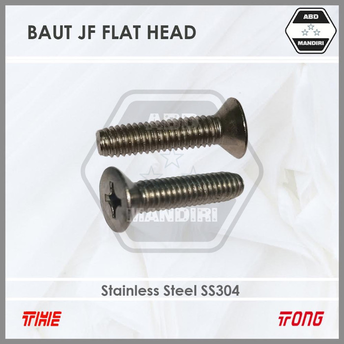 Jual SS304 Baut JF Stainless M4 X 70 ( SUS304 A2-70 Flat Head Machine Screw ) M4x70 / 4x70 ...