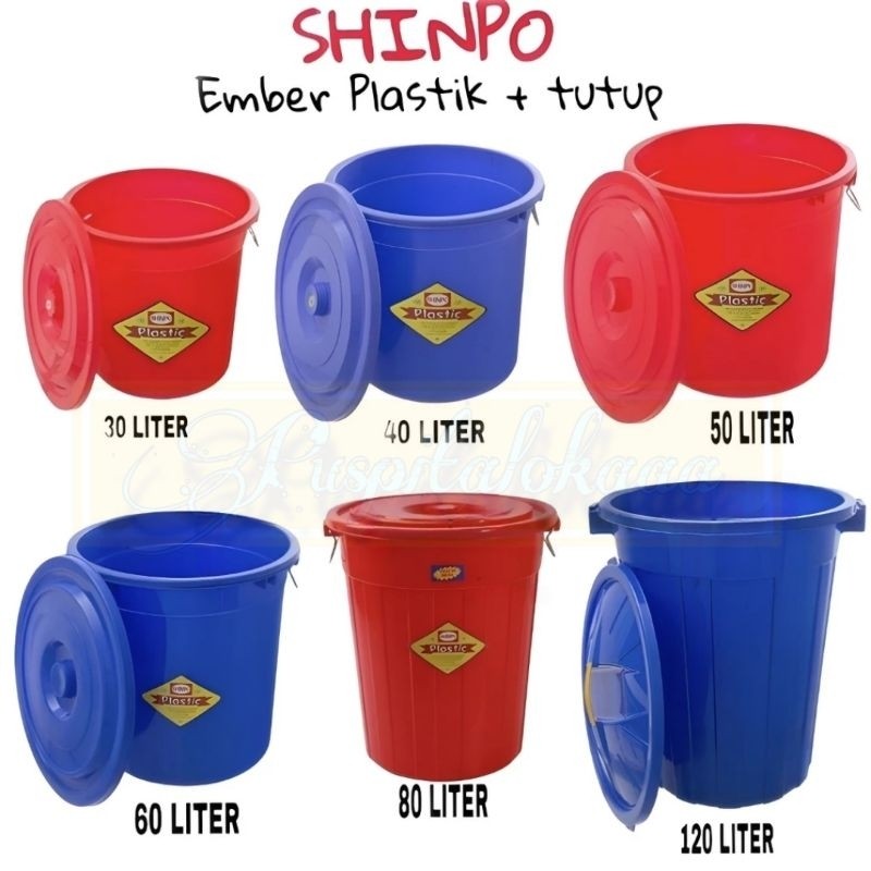 Jual SHINPO - Ember Plastik Tutup 30 40 50 60 80 120 Liter | Shopee Indonesia