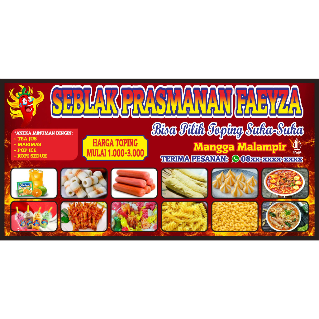 Jual viral!!! Spanduk Banner Seblak Prasmanan Warung Seblak Bisa ...