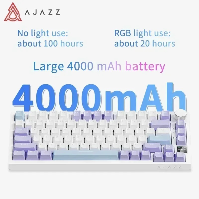 Jual AJAZZ AK820 Pro Mechanical Keyboard 3Mode 2.4G Bluetooth Wireless Multifunctional Knob RGB ...