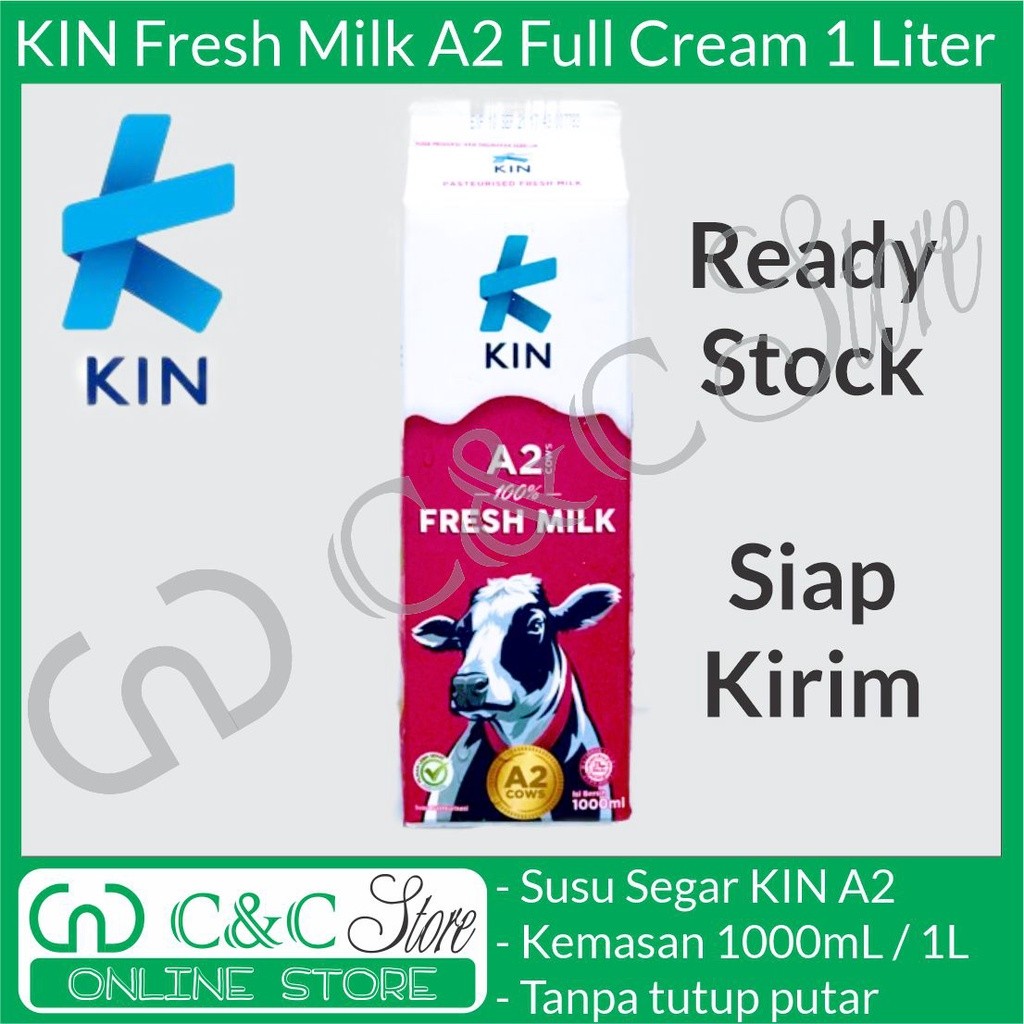 Jual KIN Fresh Milk plain susu segar sapi A2 1L 1 Liter L 1000 mL 1000mL | Shopee Indonesia