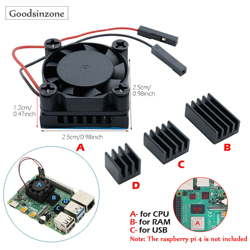 Jual Kit Set Heatsink RAM Kipas Pendingin Tunggal Penghilang Panas Raspberry Pi 4 Model B untuk ...