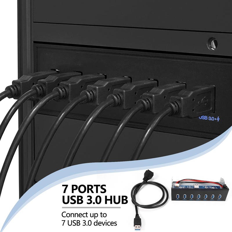 Jual 7 Port USB 3.0 Hub 5Gbs 5.25Inch CD-ROM Drive Bay CD ROM Front ...