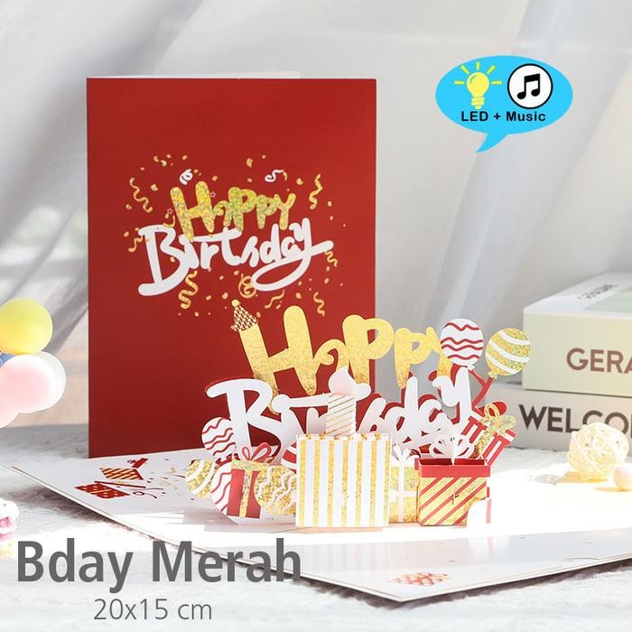 Jual sinarsore3 Birthday Card Musik 3D Popup Kartu Ucapan Ulang Tahun ...