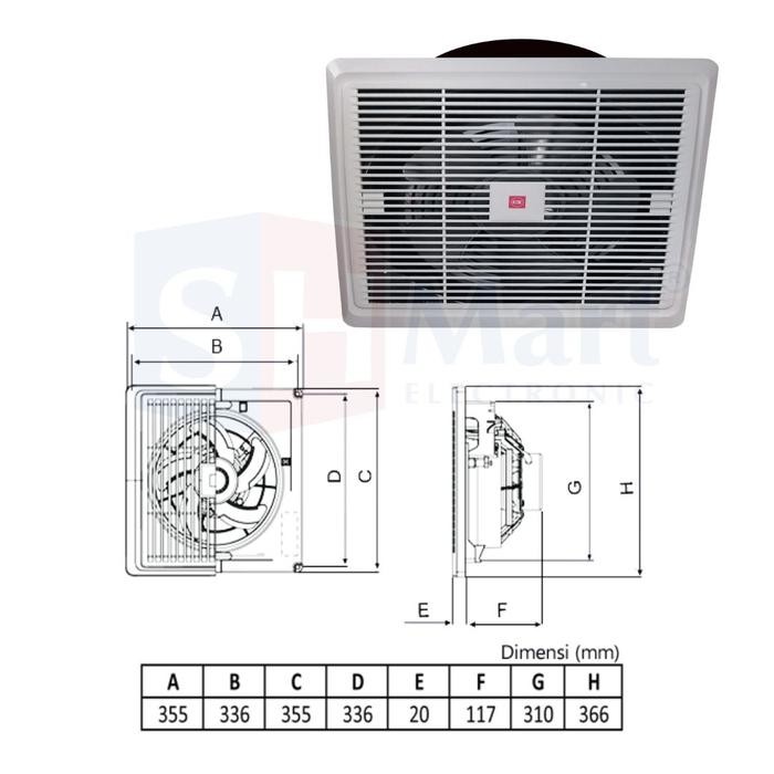 Jual KDK EXHAUST FAN PLAFON 25TGQ2 CEILING HEXOS 10" 10INCH 10 INCH ...