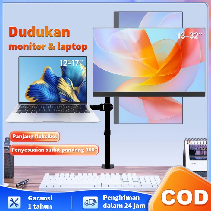 Jual Bracket Monitor Triple W Double Stand Bracket Monitor Laptop Mount ...