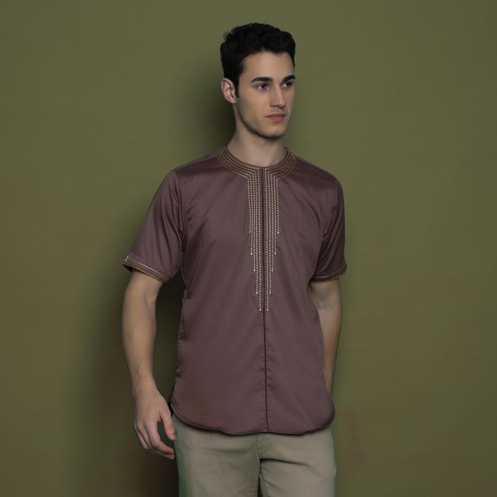 Jual Product Laris Al-Achwan Baju Koko Atasan Qaf Brown Muslim Pria ...