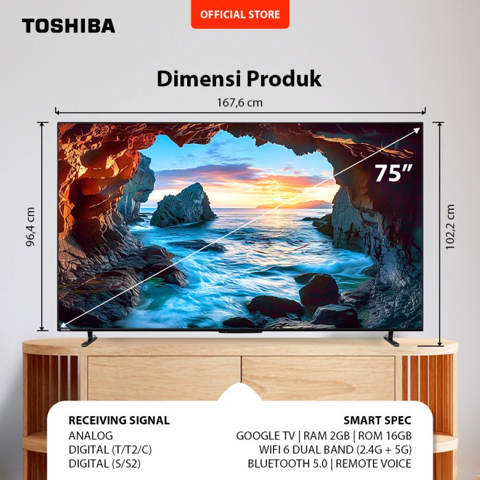 Jual Toshiba Tv 75" 4K Uhd Google Tv - Quantum Dot Qled Dolby - 75M550Np | Shopee Indonesia