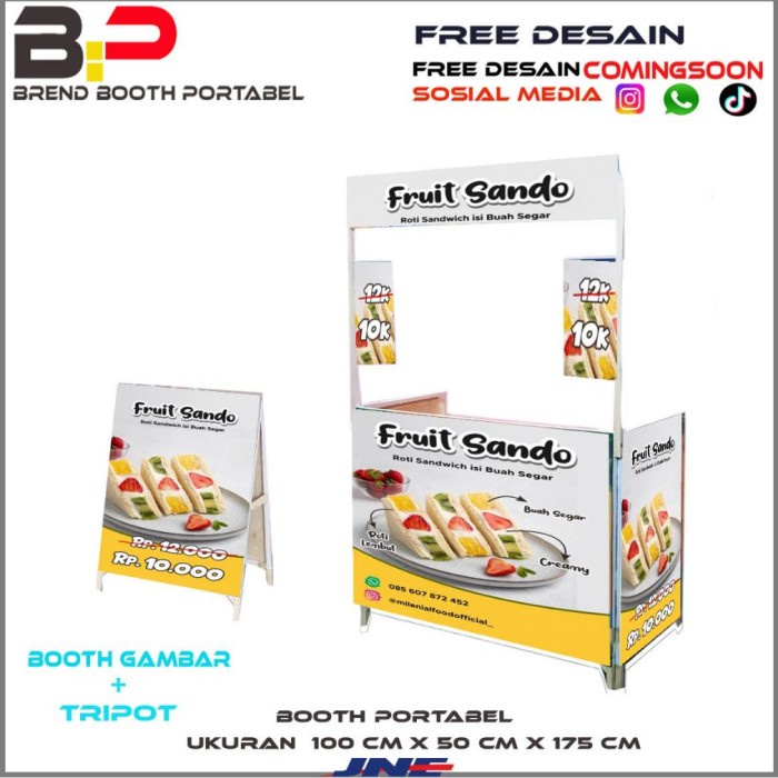 Jual BOOTH LIPAT 100X50X175 GEROBAK LIPAT RINGAN / MEJA JUALAN PORTABLE ...