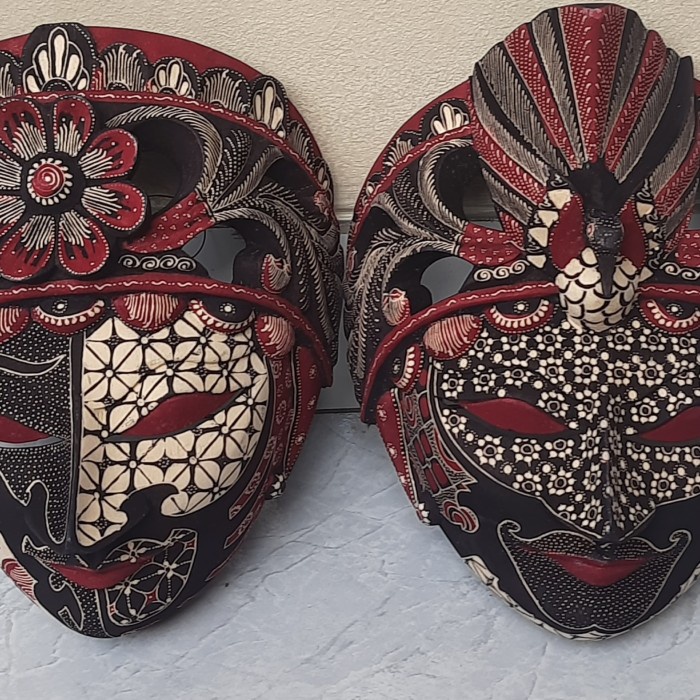 Jual Topeng Kayu Motif Batik Tulis Topeng Rama Sintha | Shopee Indonesia