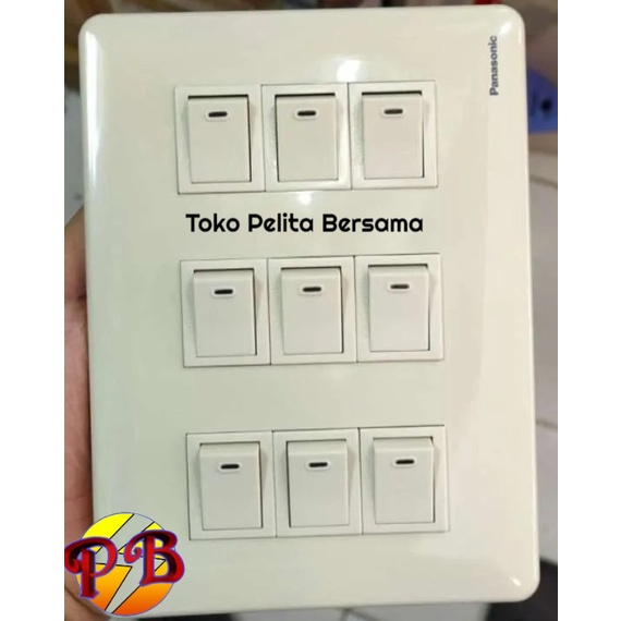 Jual Grid Switch 9 Gang Panasonic / Saklar 9 Mata + Inbodus Plastik ...