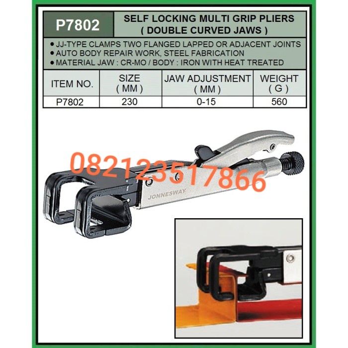 Jual Jonnesway Self Locking Multi Grip Pliers ( Double Curved Jaws ...