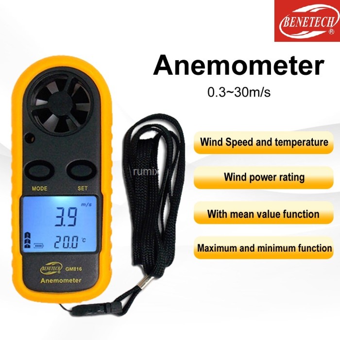 Jual DIGITAL ANEMOMETER PENGUKUR KECEPATAN ANGIN THERMOMETER ANEMO ...