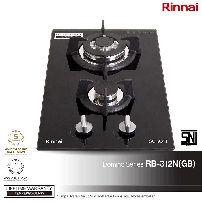 Jual Kompor Gas Tanam 2 Tungku Kaca Rinnai RB312N(GB) Tempered Glass Stove | Shopee Indonesia