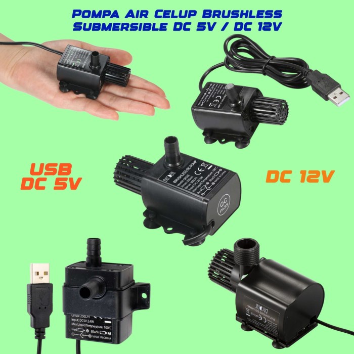 Jual Mini Pompa Air Brushless Filter USB Submersible Aquarium 5V-12V DC ...